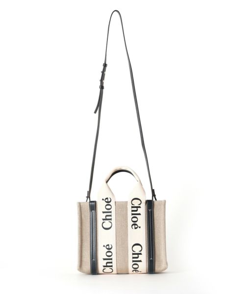 Chloe(クロエ)】 リネン製WOODYスモールトートバッグ|PARIGOT Chloe(クロエ)】 リネン製WOODYスモールトートバッグ|PARIGOT