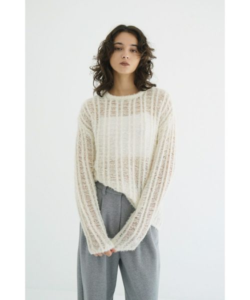 CLANE(クラネ)】 SHEER SHAGGY LOOSE KNIT TOPS｜PARIGOT ONLINE